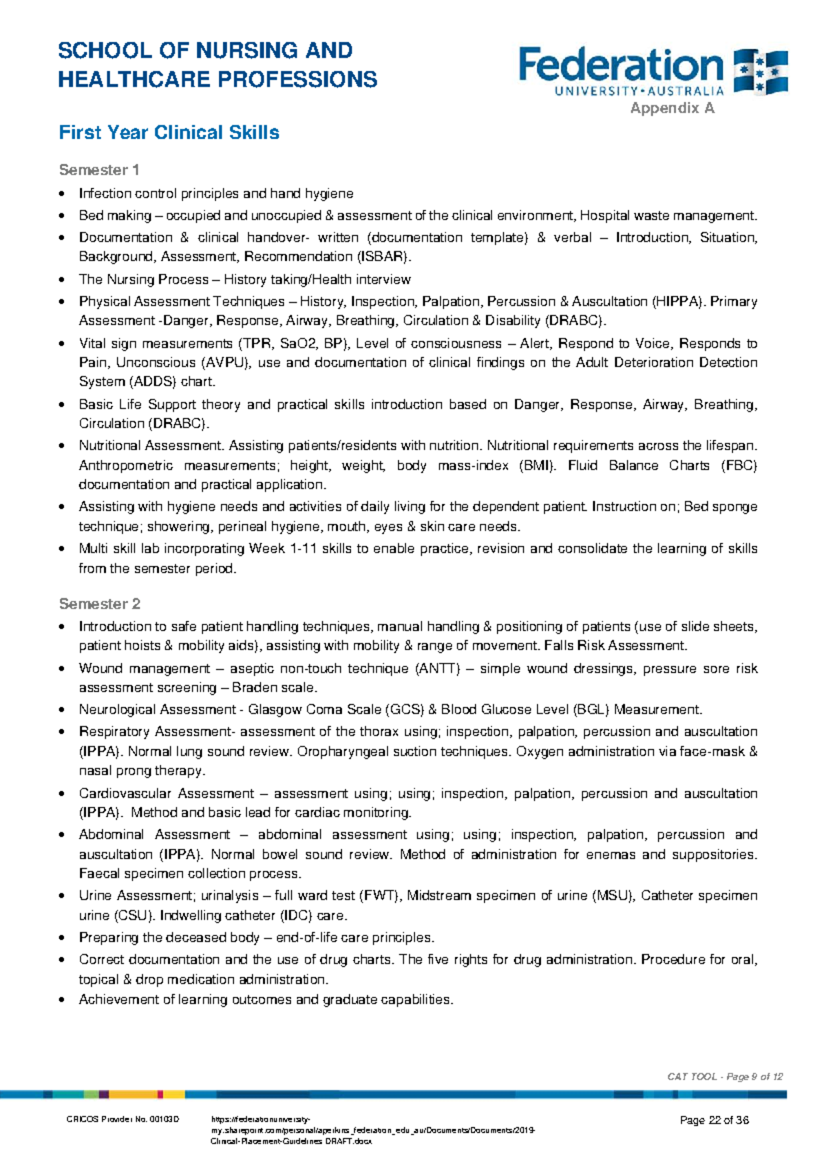 Clinical-Placement-Guidelines - Appendix A CRICOS Provider No. 00103D ...