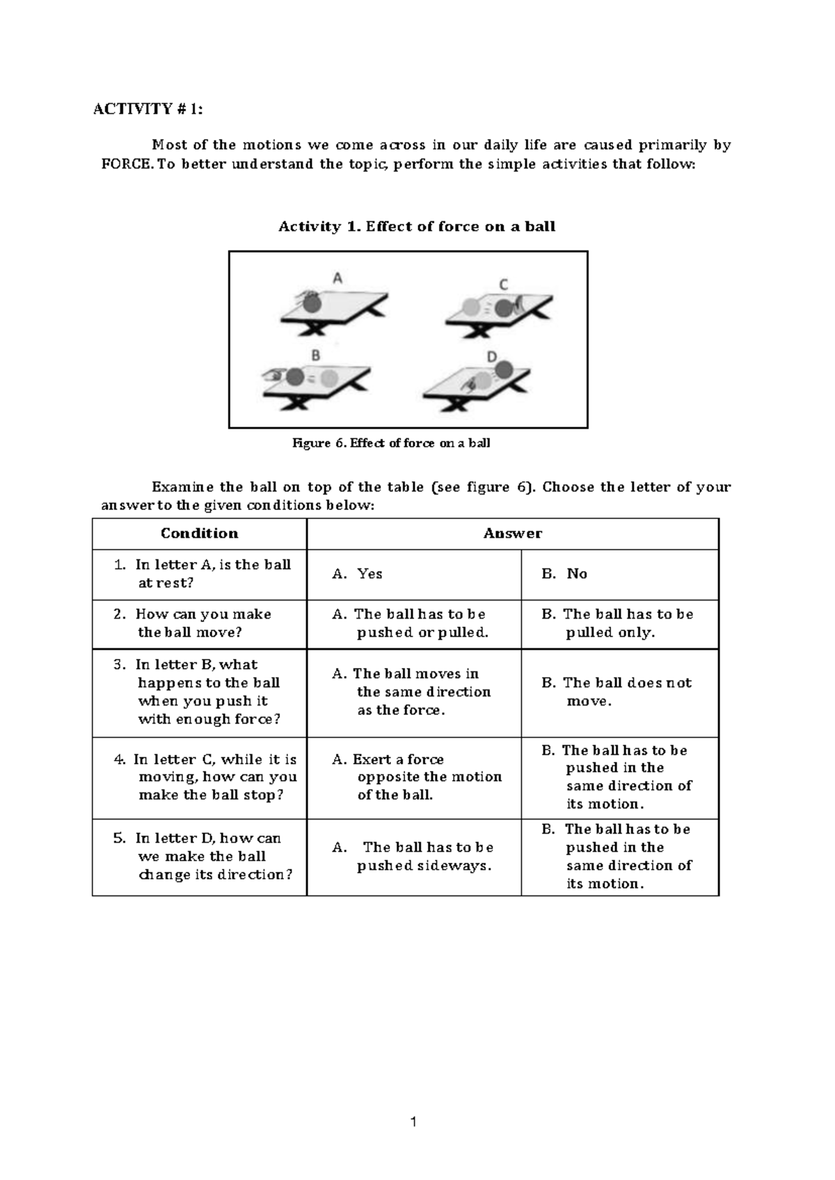 Science Activity Q1 1-4 - ACTIVITY # 1: Most of the motions we come ...