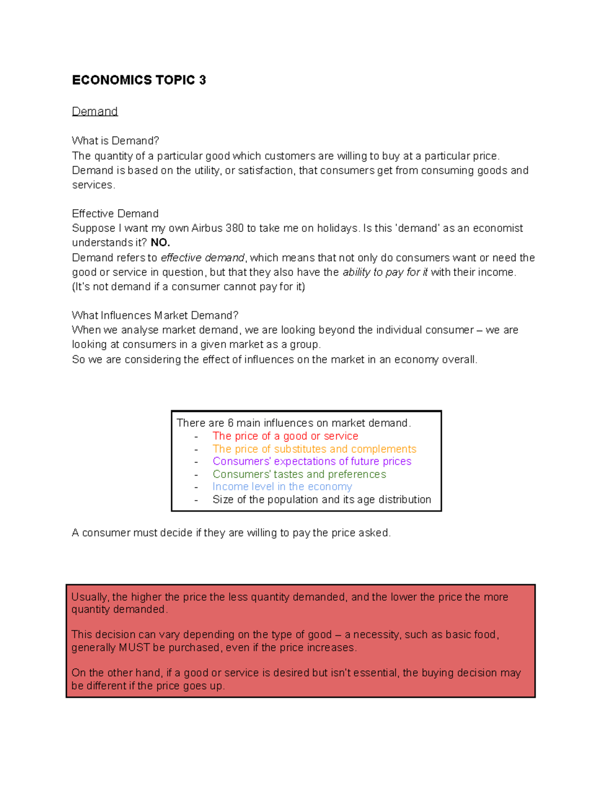 Economics Topic 3 - Notes that helped me understand course content ...