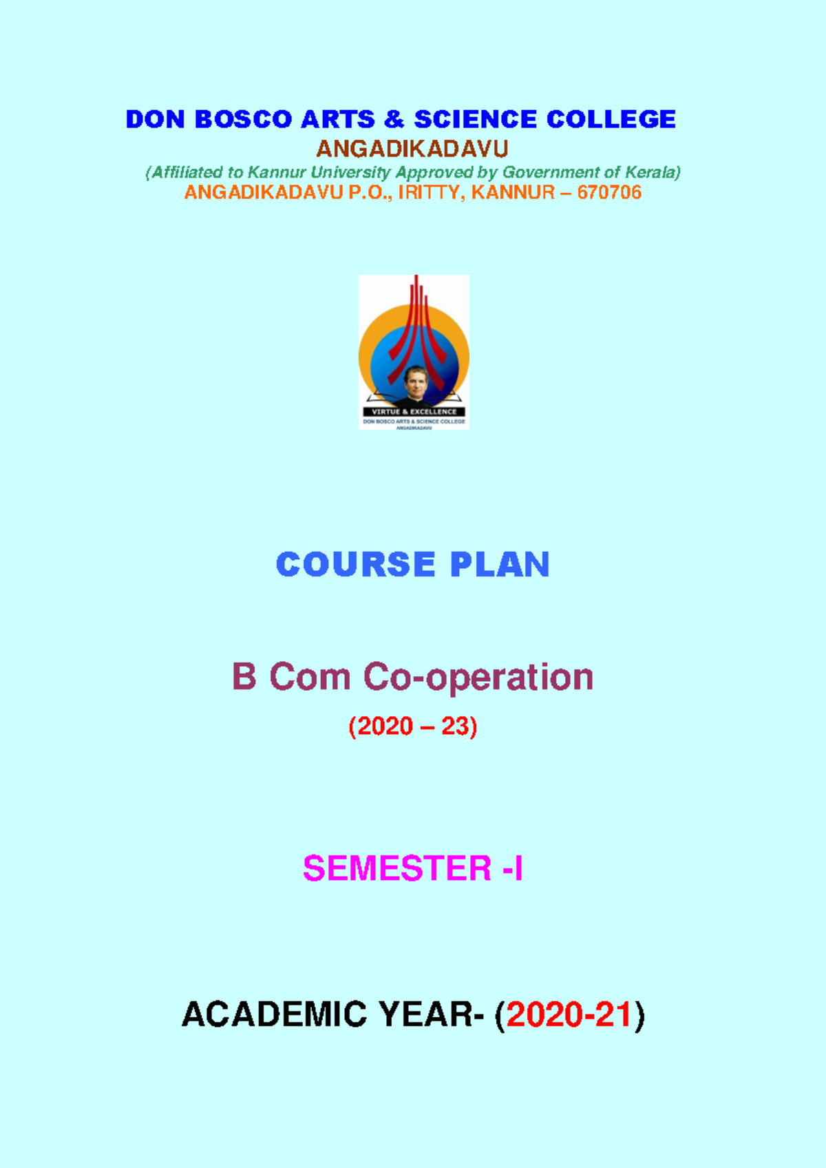 Important Notes - DON BOSCO ARTS & SCIENCE COLLEGE ANGADIKADAVU ...