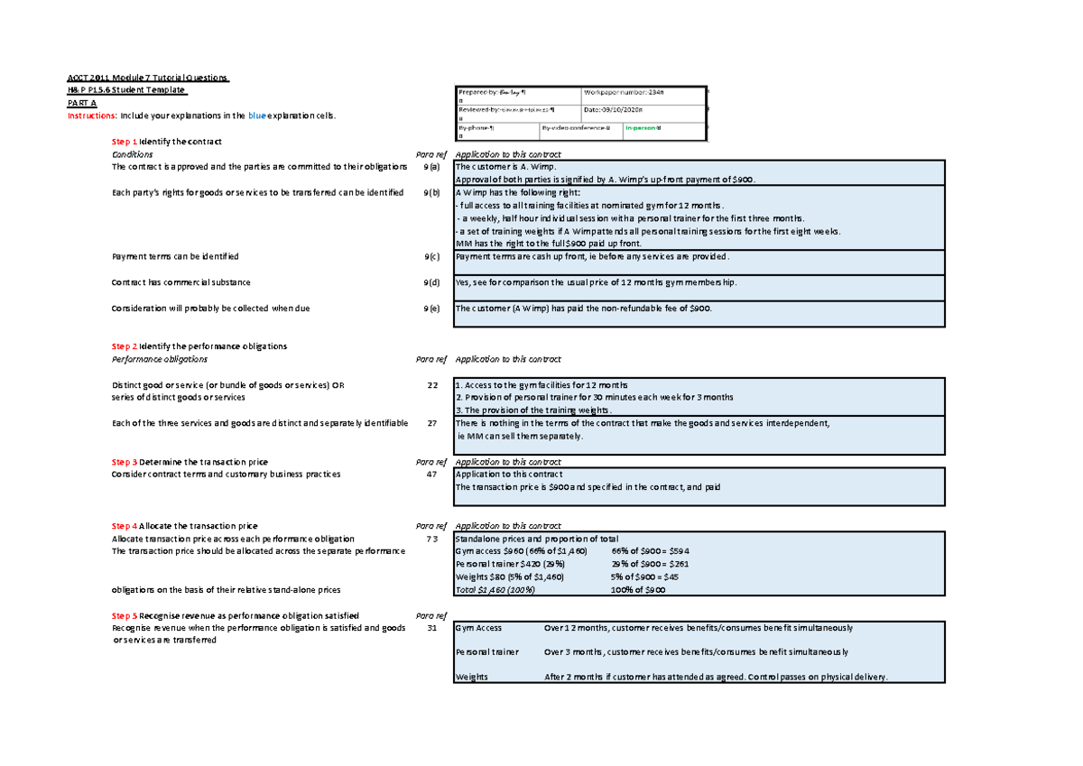 Tutorial Questions P15.6 Solution - ACCT 2011 Module 7 Tutorial ...