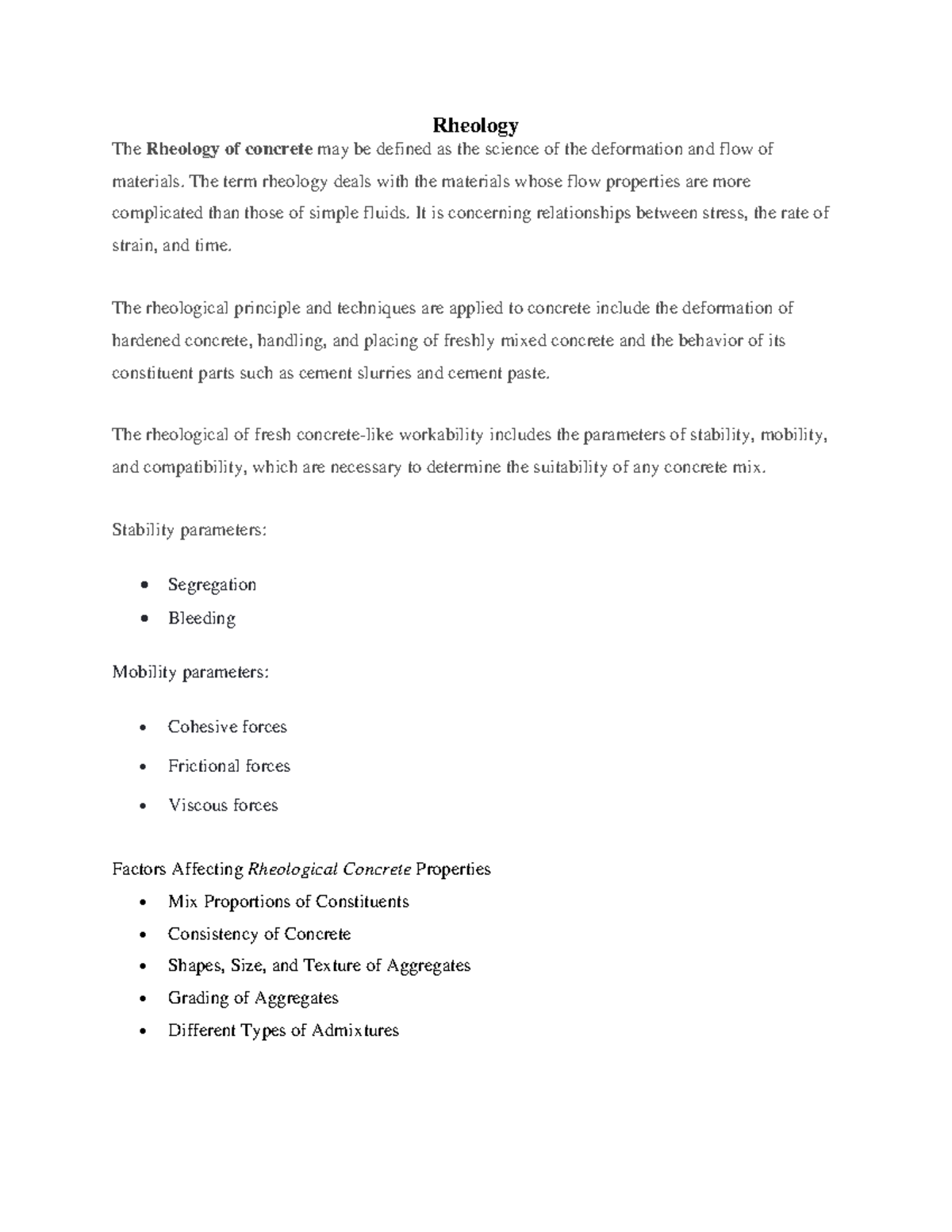 Rheology of Concrete, Bingham model - Rheology The Rheology of concrete ...