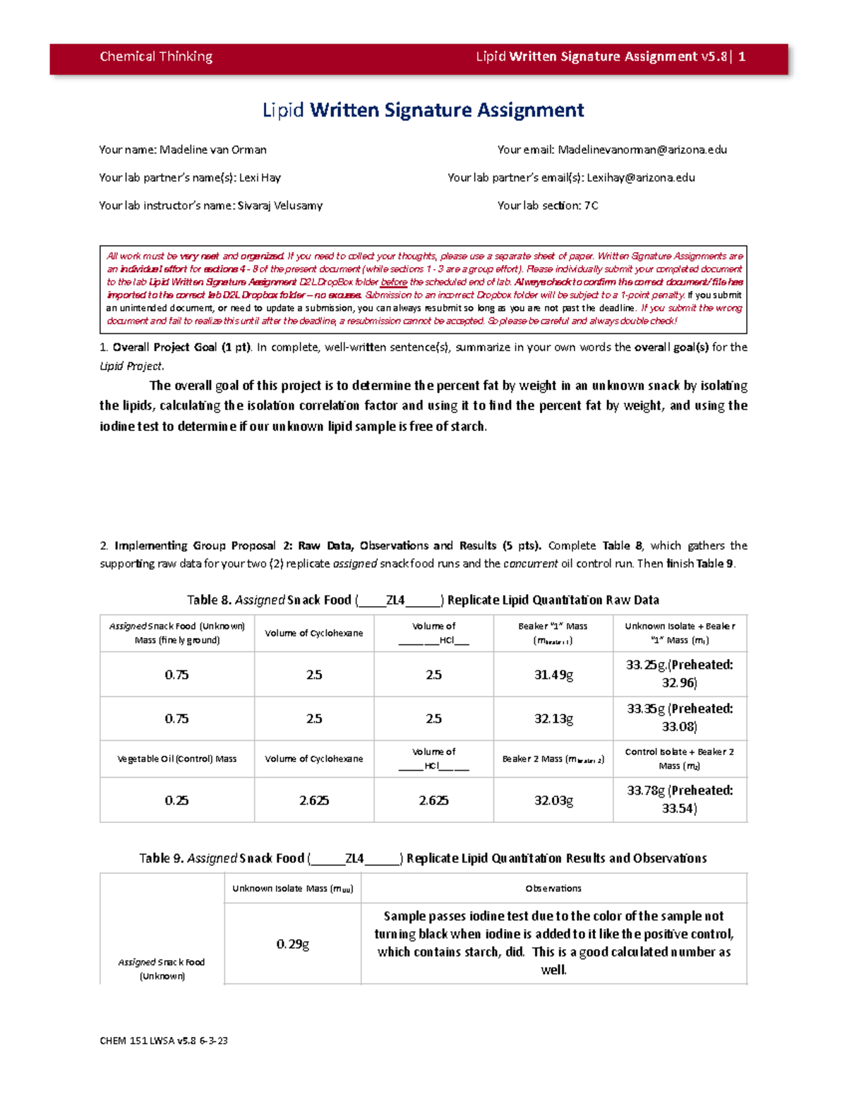 Lipid Written Signature Assignment v5 - Lipid Wri$en Signature ...