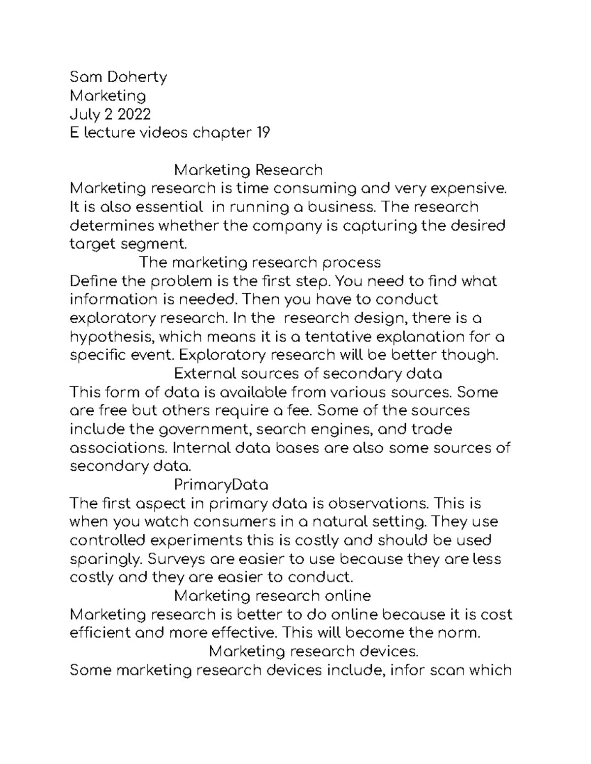 9 E Lecture Notes Sam Doherty Marketing July 2 2022 E Lecture