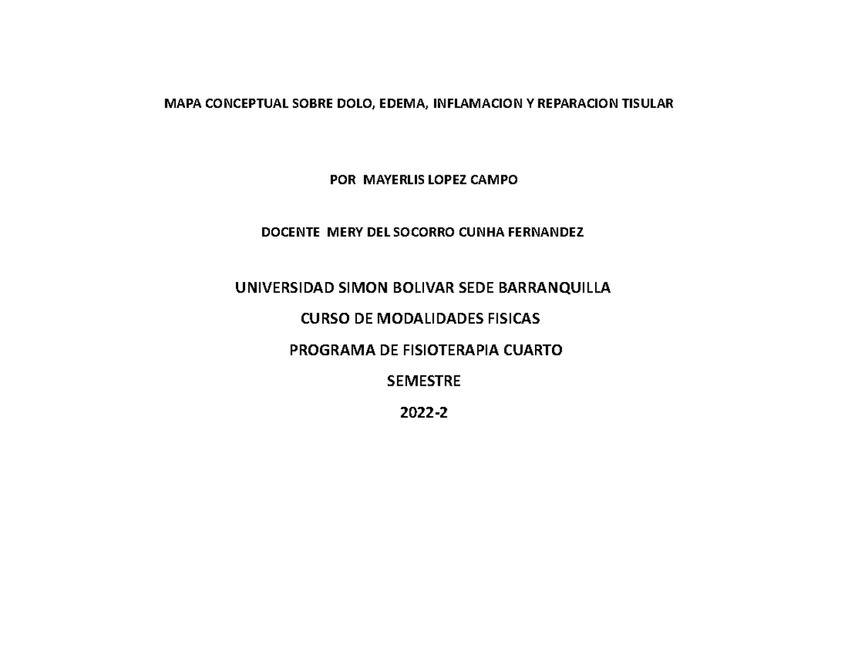 Edema - MAPA CONCEPTUAL SOBRE DOLO, EDEMA, INFLAMACION Y REPARACION ...