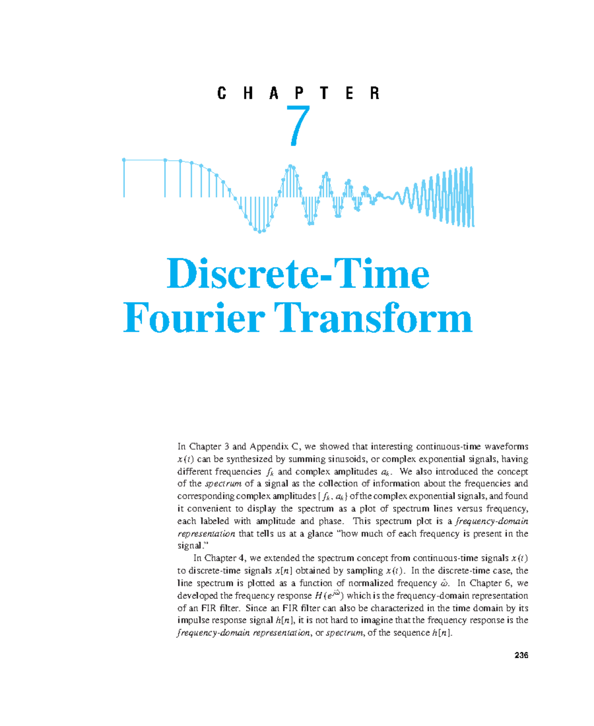 Signals systems - Discrete Fourier transform. - C H A P T E R 7 ...
