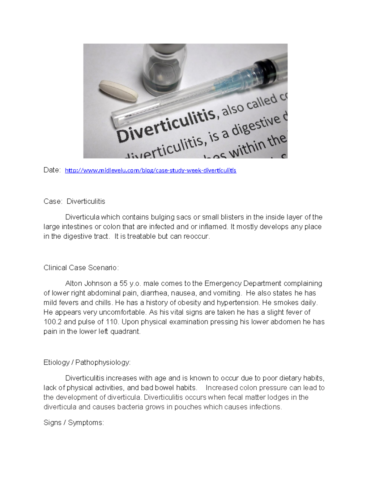 Case Stud y Diverticulitis (9 - Date: midlevelu/blog/case-study-week ...