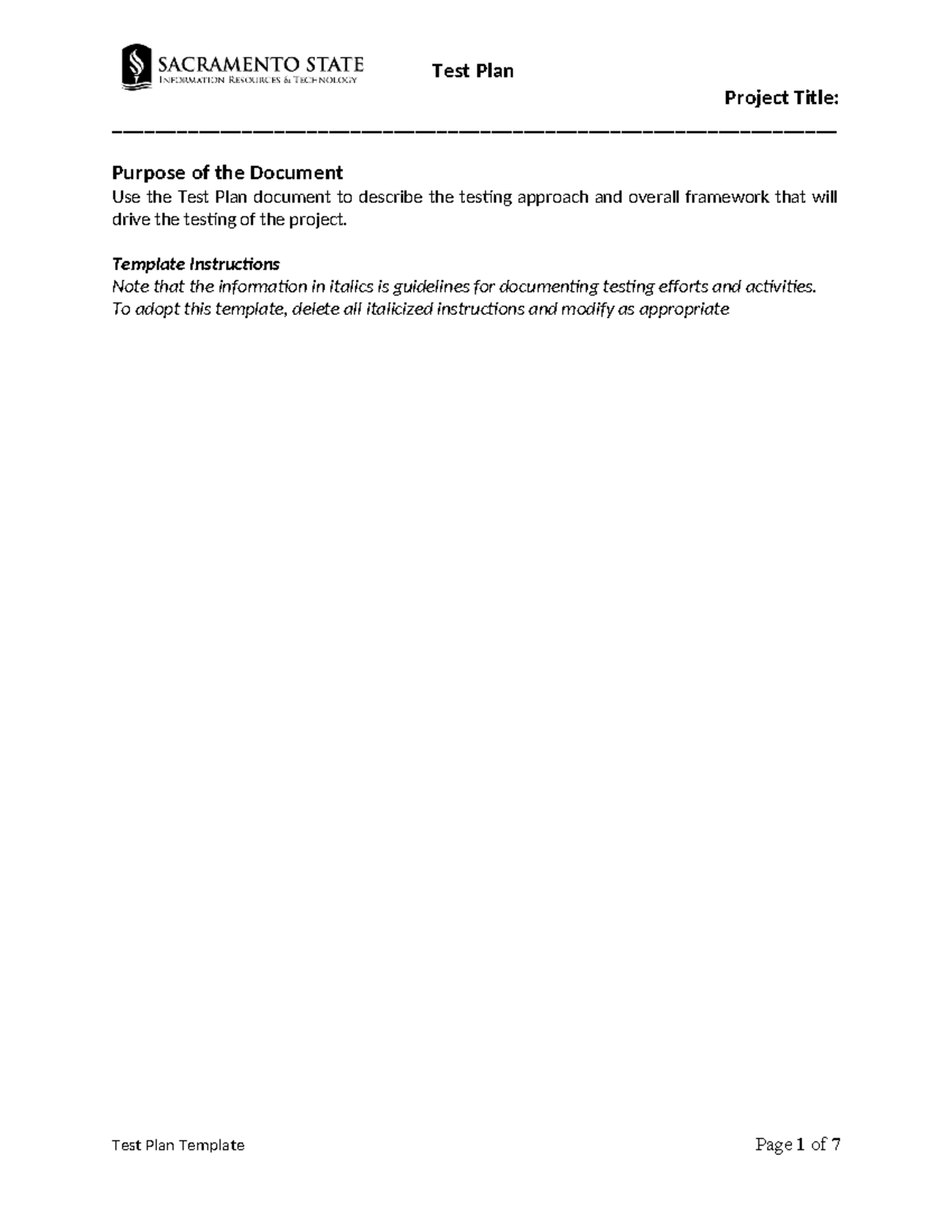 Test-plan-template - Example Test Plan v2 - Project Title: - Studocu