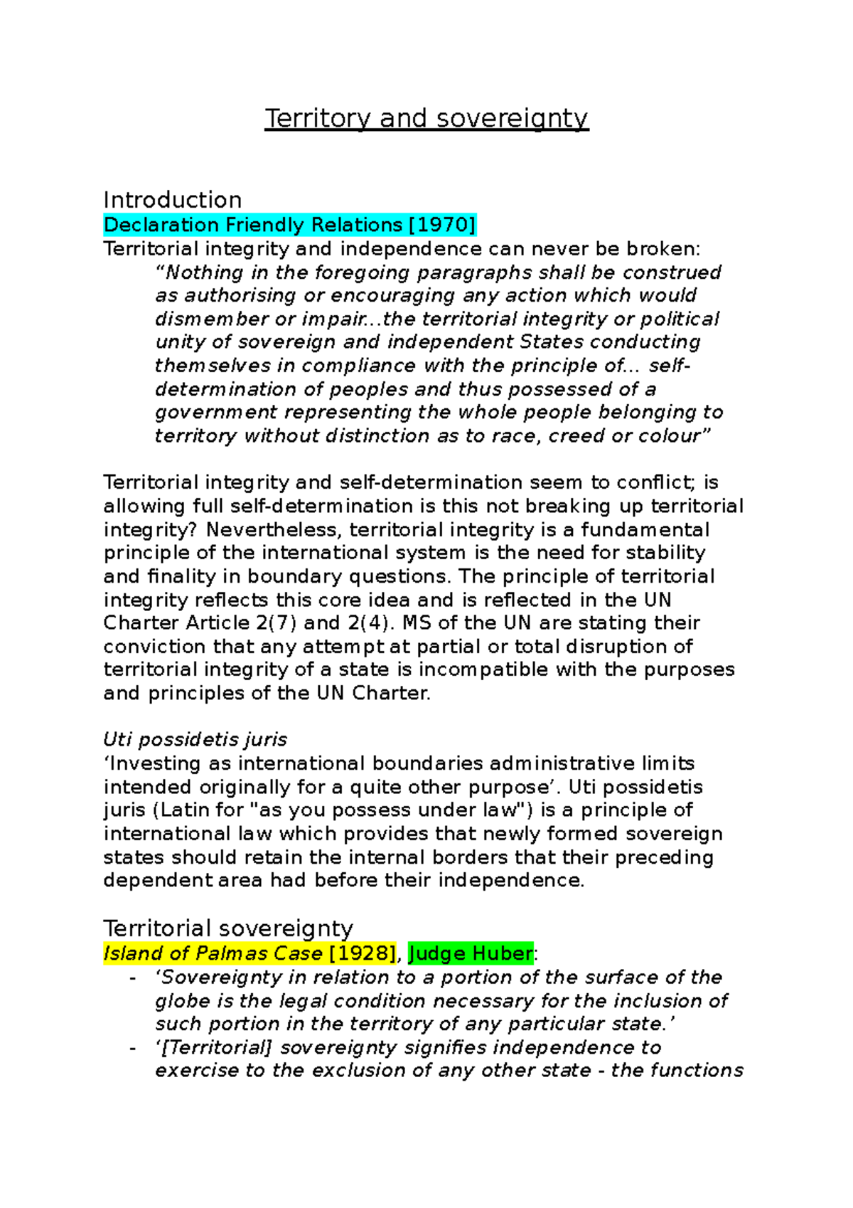 Territory and Sovereignty - Territory and sovereignty Introduction ...
