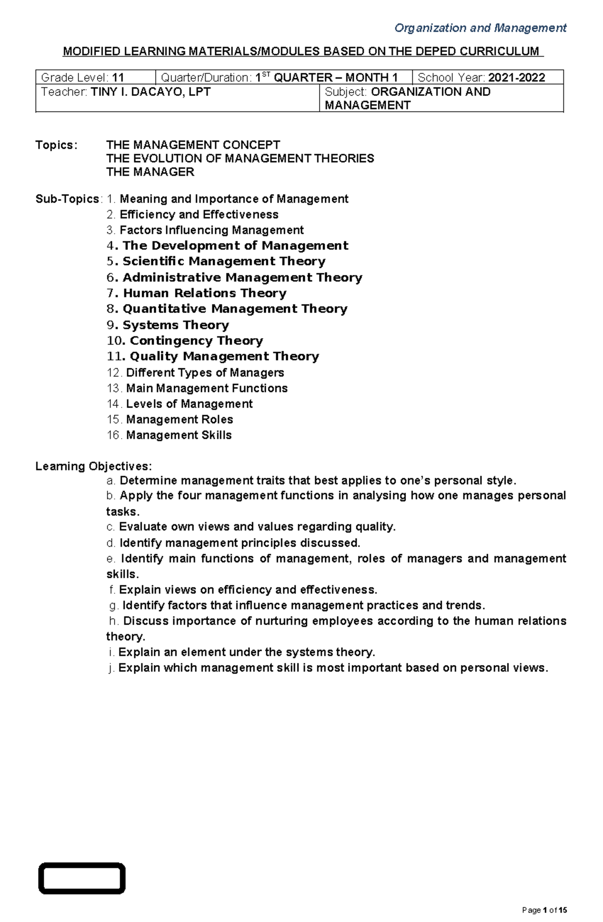 Org-and-Man-month-1-students - MODIFIED LEARNING MATERIALS/MODULES ...