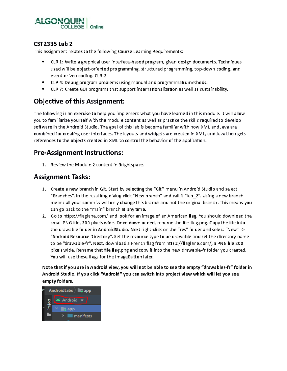 CST2335 Lab2a - CST2335 Lab 2 This assignment relates to the following ...