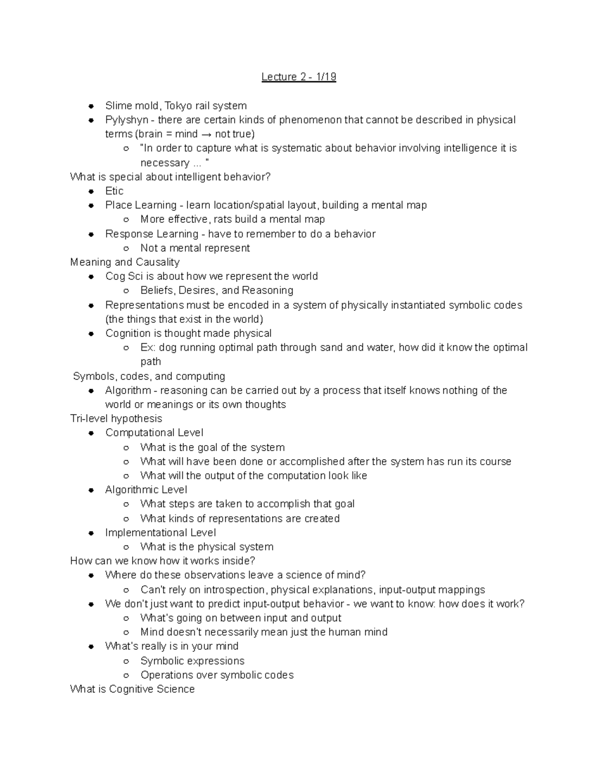 Lecture 2 - 1 19 - Lecture 2 - 1/ Slime mold, Tokyo rail system ...