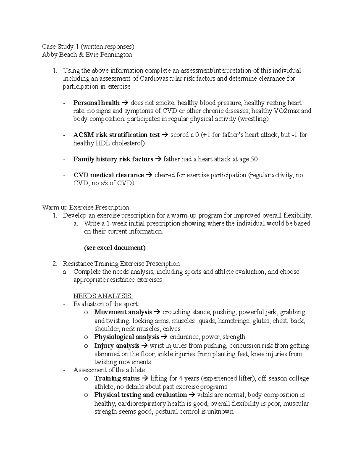 Case study 1 written responses - Case Study 1 (written responses) Abby ...