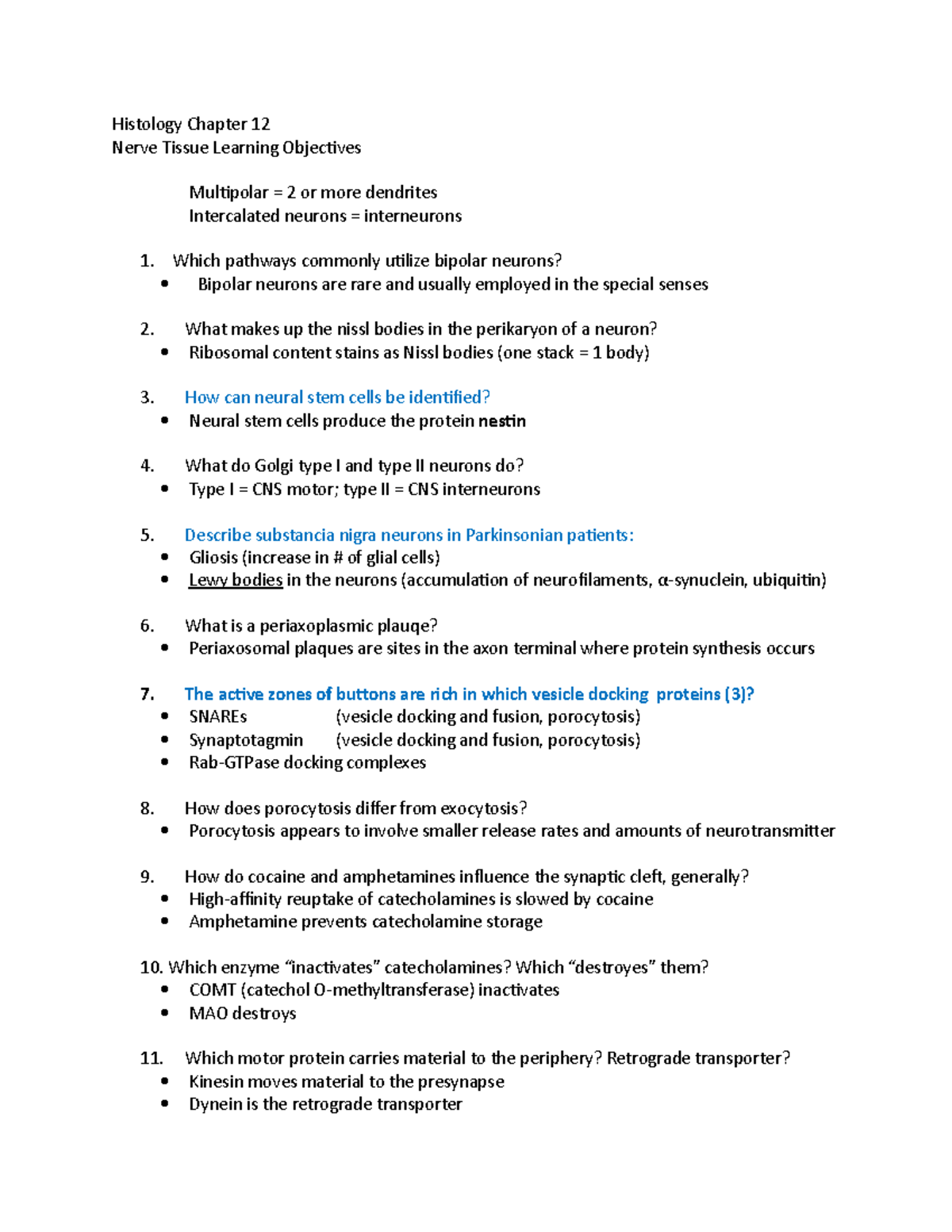 Histo 12 [3-20-14] - Lecture notes 1 - Histology Chapter 12 Nerve ...