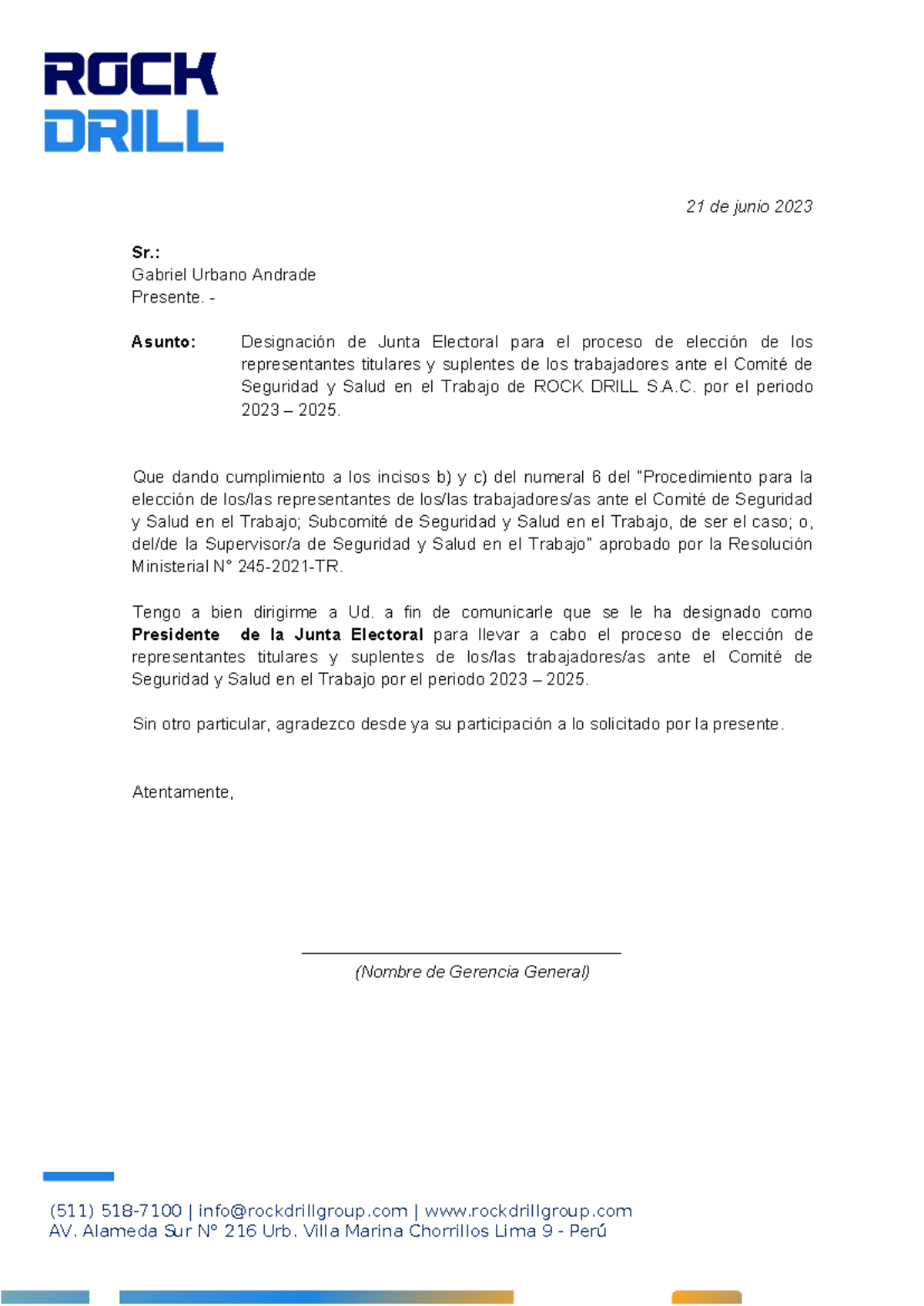 Anexo 3. Designación de Junta Electoral para el proceso de elecciones ...