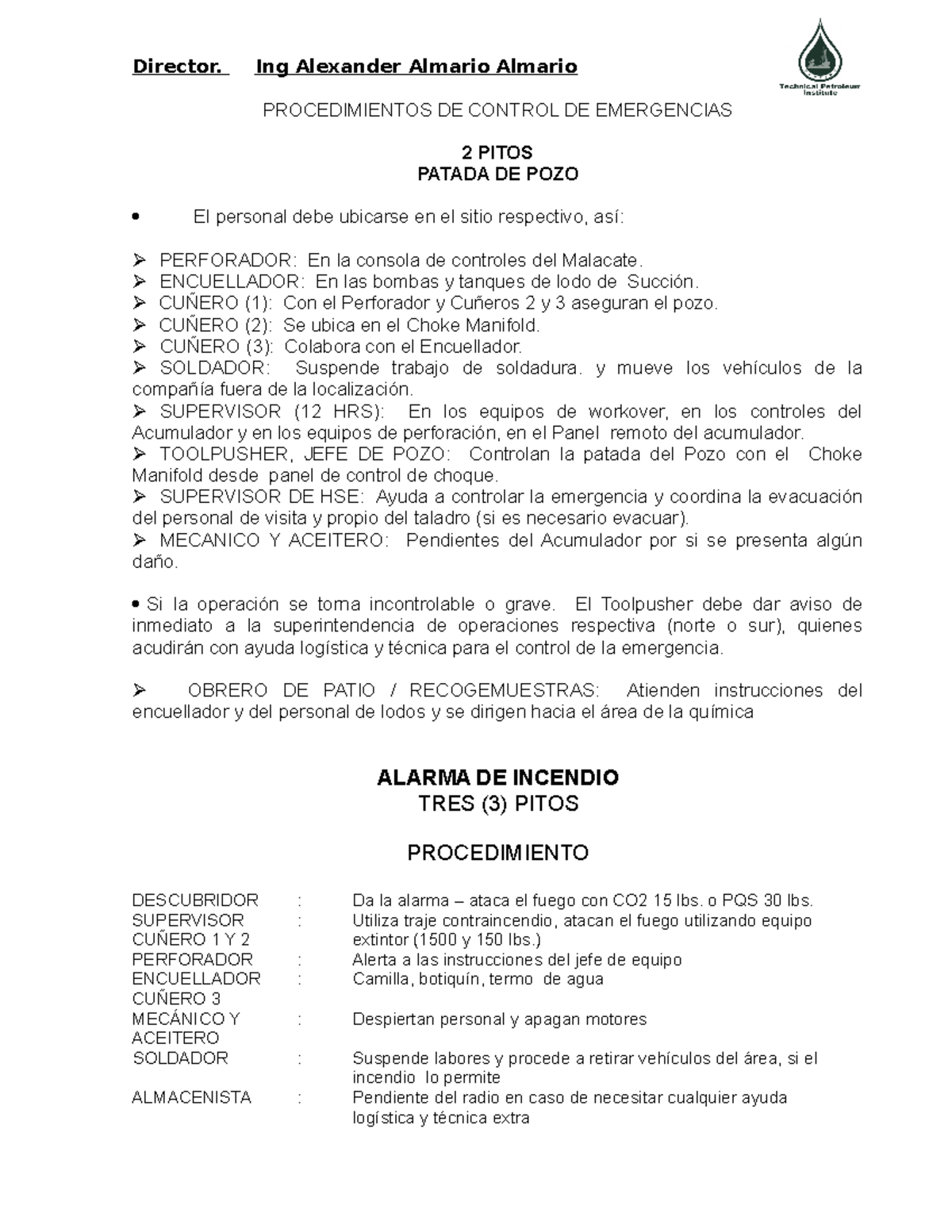 Emergencias 3 - well control - Director. Ing Alexander Almario Almario ...