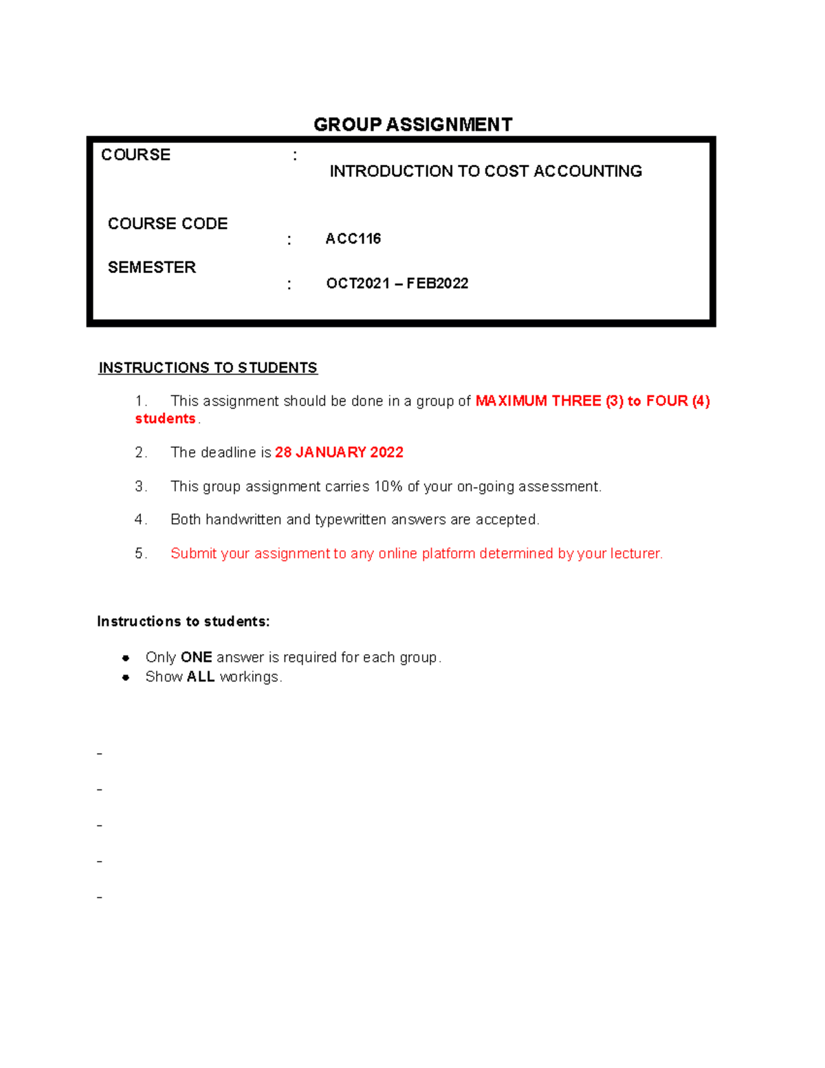 ACC GRP Assingment - This is Acc116 group assignment. - GROUP ...