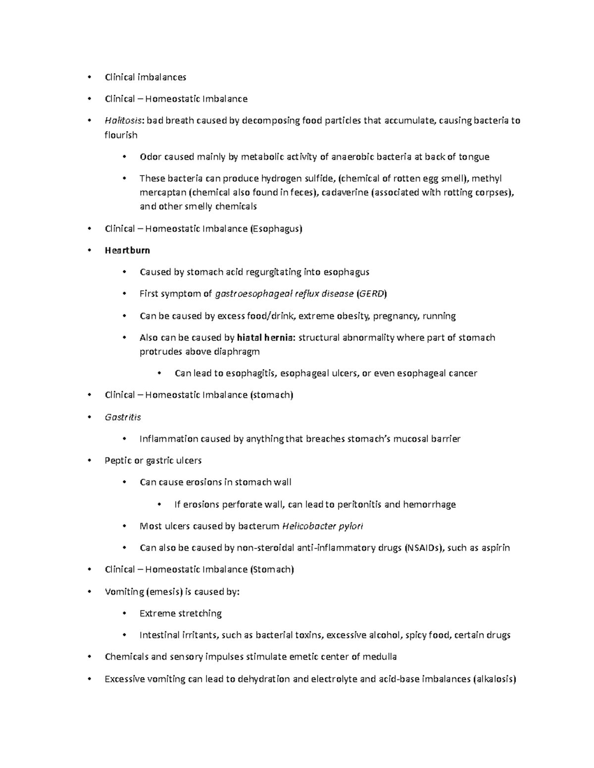 Clinical imbalances; digestive - Clinical imbalances Clinical ...