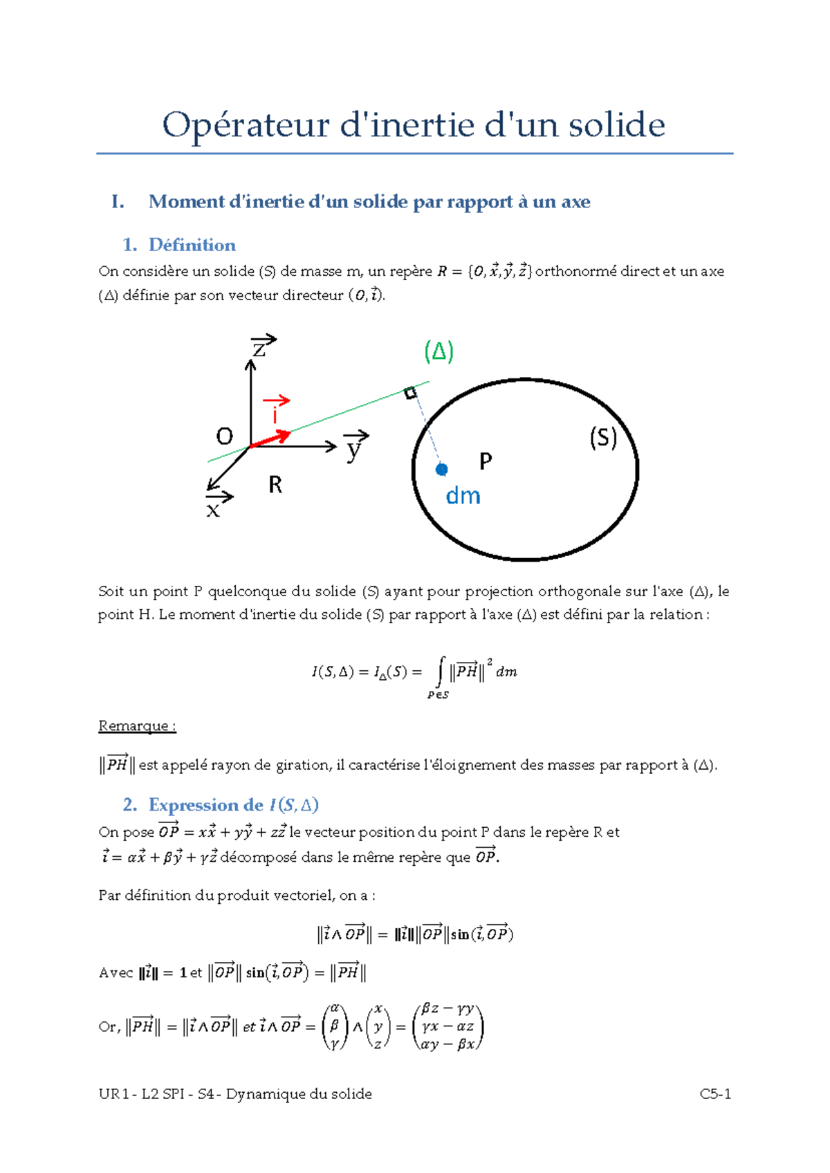L2 - S4 - Cours Dynamique 5 - Operateur dinertie - Opérateur d'inertie ...