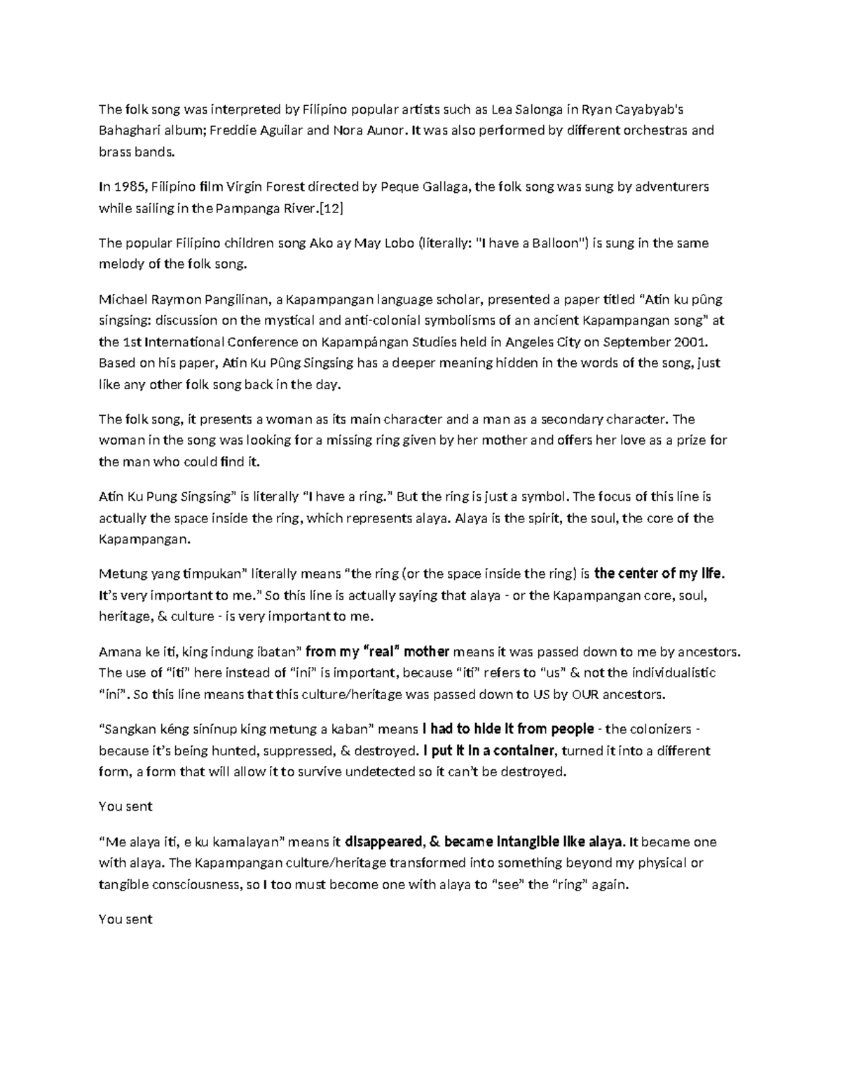 Atin cu pung singsing - song in pampanga - The folk song was interpreted by Filipino popular ...