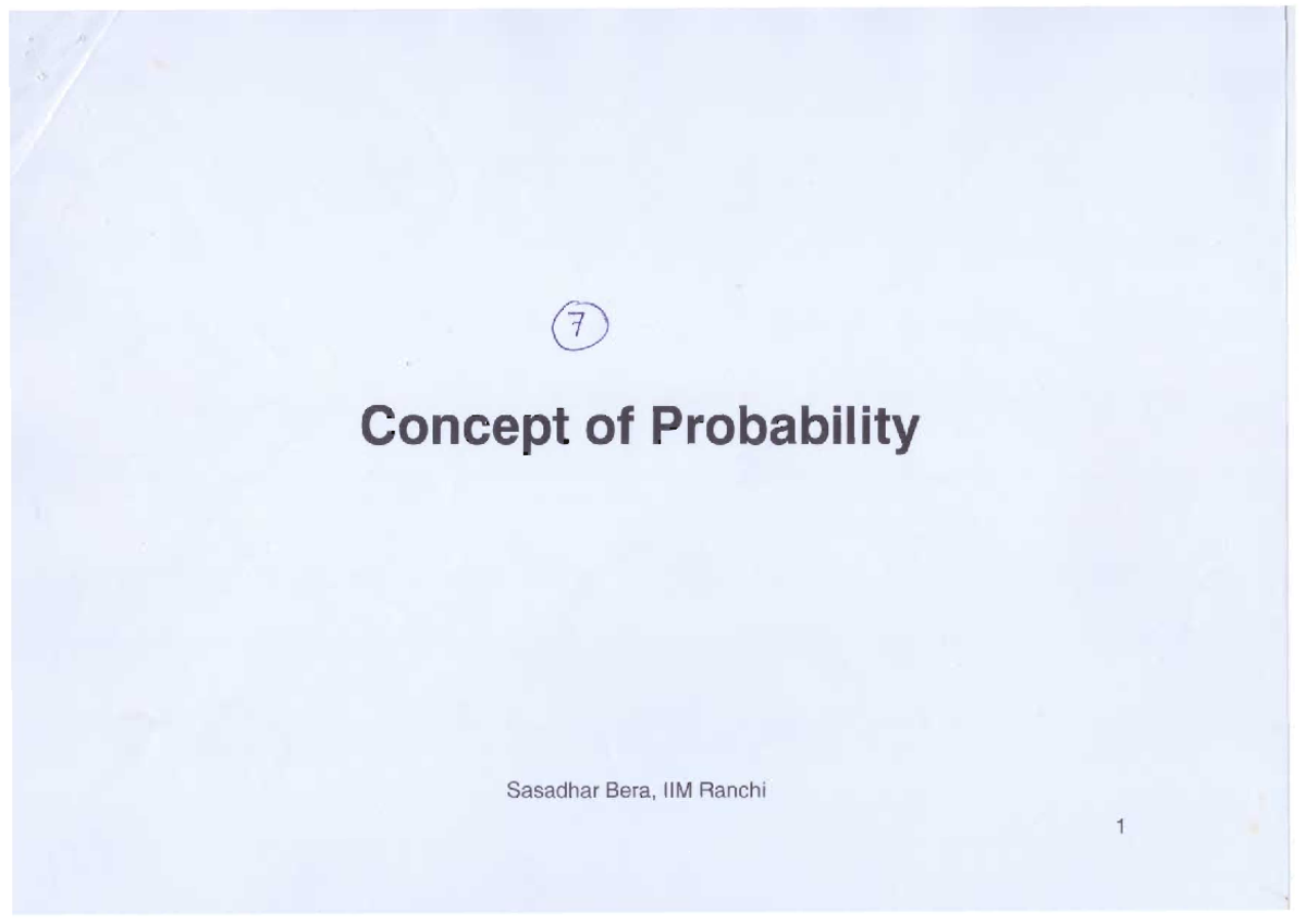 07 Concept of Probability - Business Statistics - Studocu