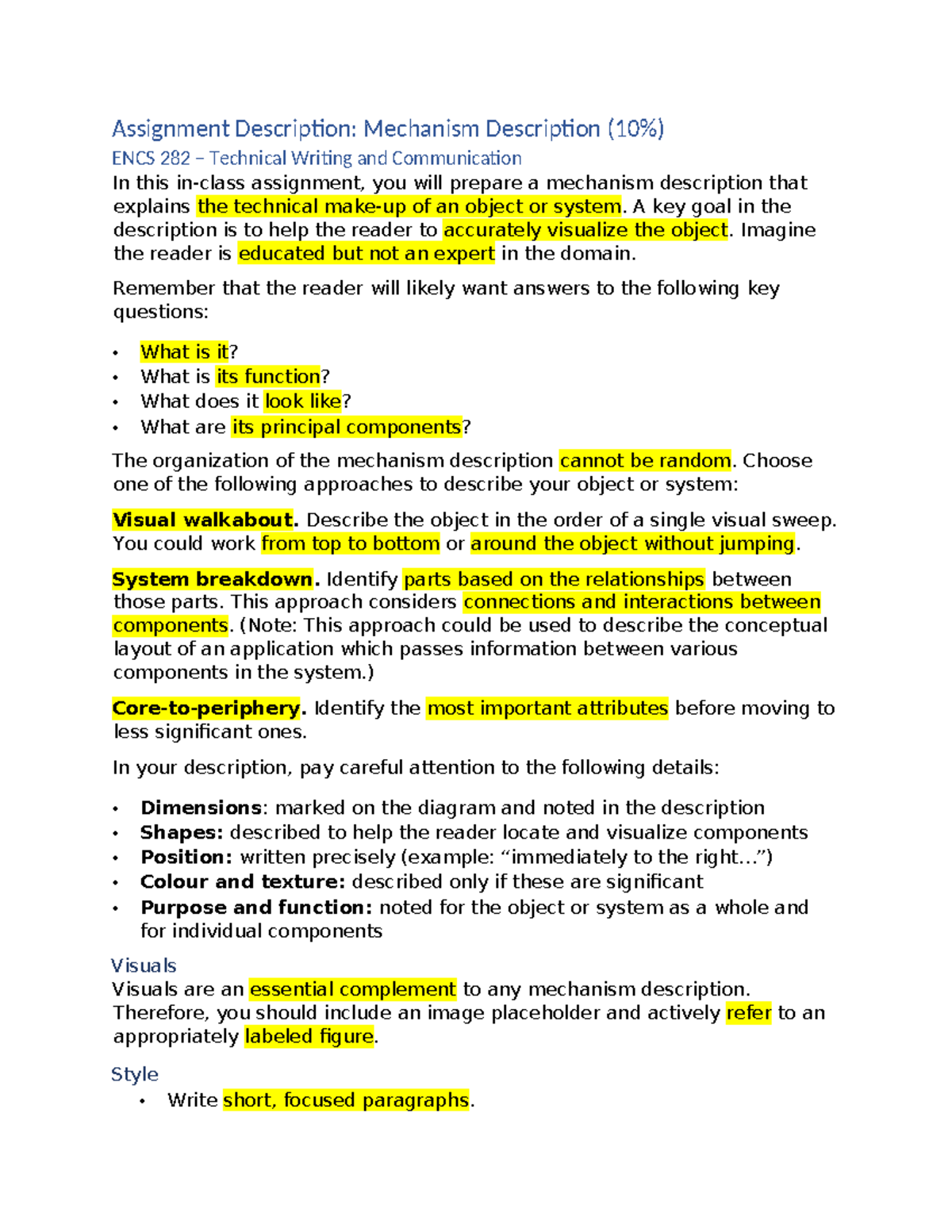 Assignment Description - Mechanism Description - Assignment Description ...