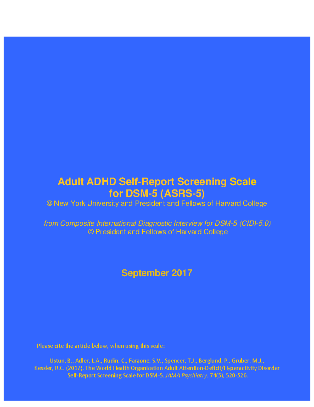 ASRS-5 English - test for ADHD - Adult ADHD Self-Report Screening Scale ...