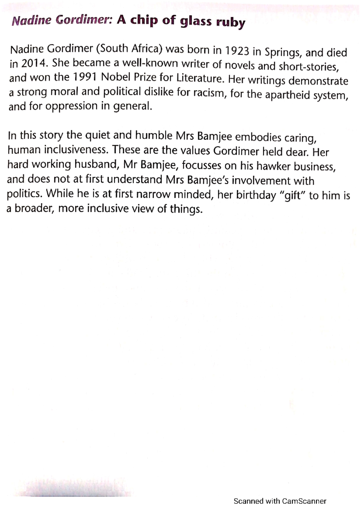 A chip of glass ruby - It's a story - CNX12ES - Studocu