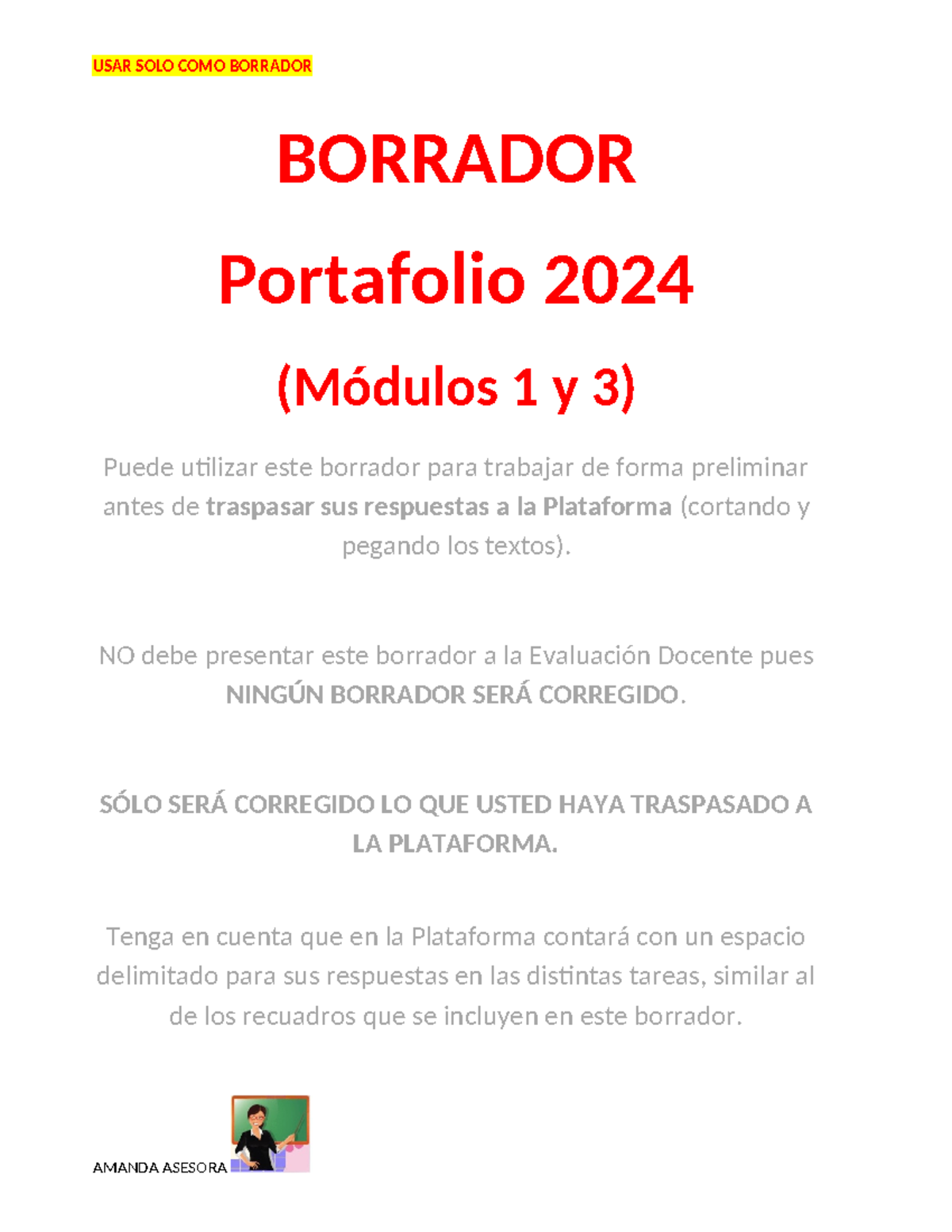 Borrador DE Portafolio 2024 - BORRADOR Portafolio 2024 (Módulos 1 y 3) Puede utilizar este ...