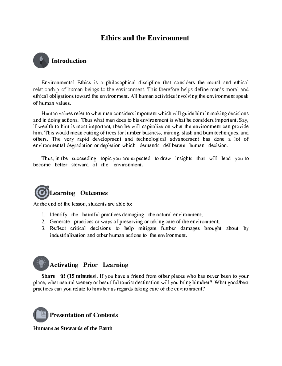 20 Ethics and the Environment - Ethics and the Environment Introduction ...