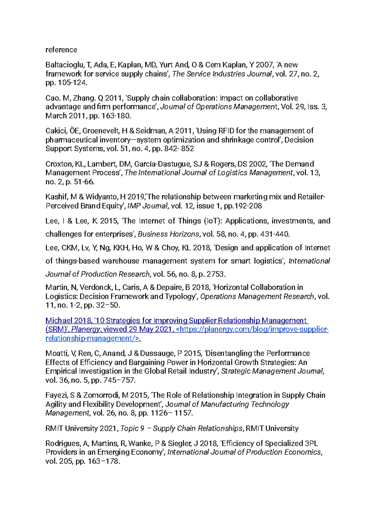 Asm3 intro to log - ẺWERQWR - reference Baltacioglu, T, Ada, E, Kaplan ...