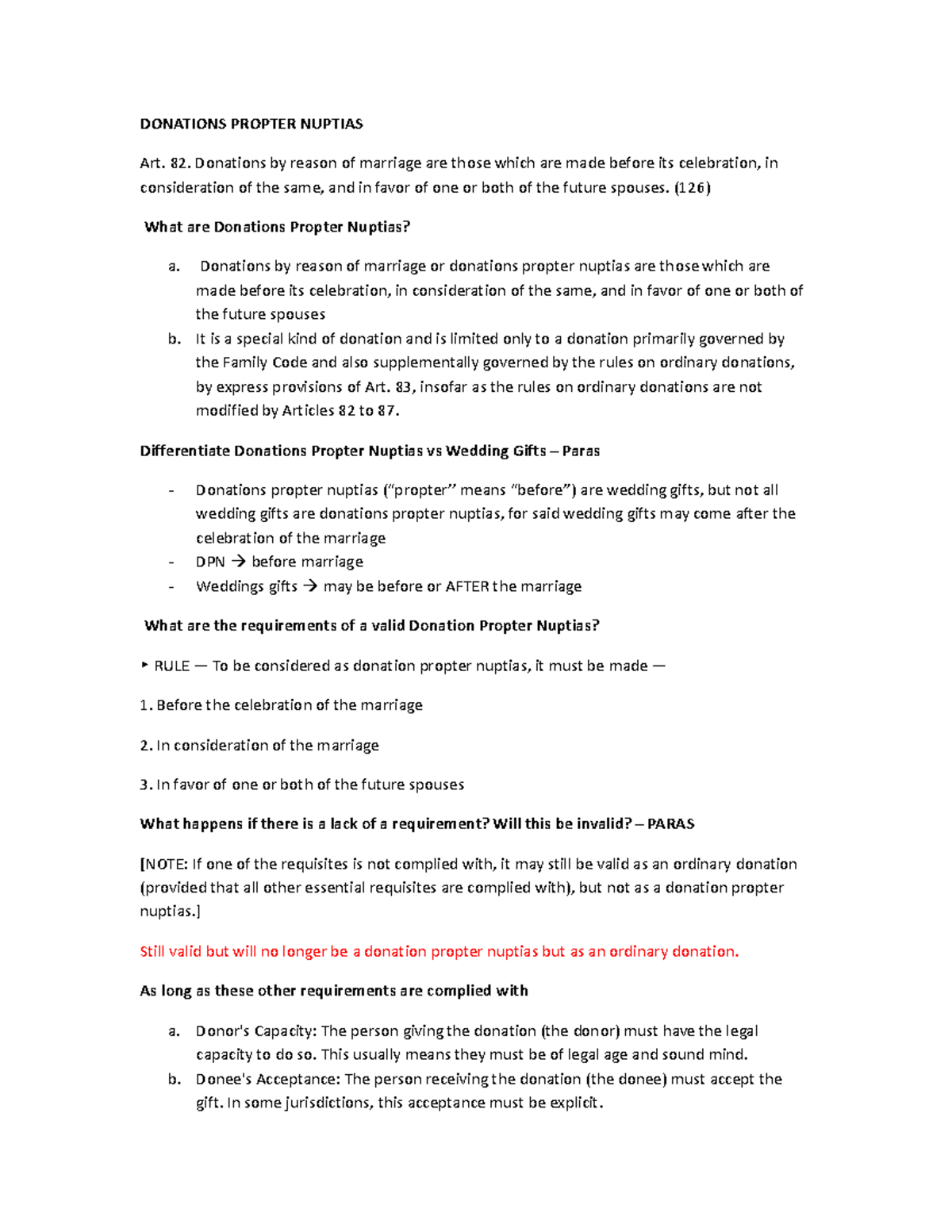 Donations Propter Nuptias - DONATIONS PROPTER NUPTIAS Art. 82 ...