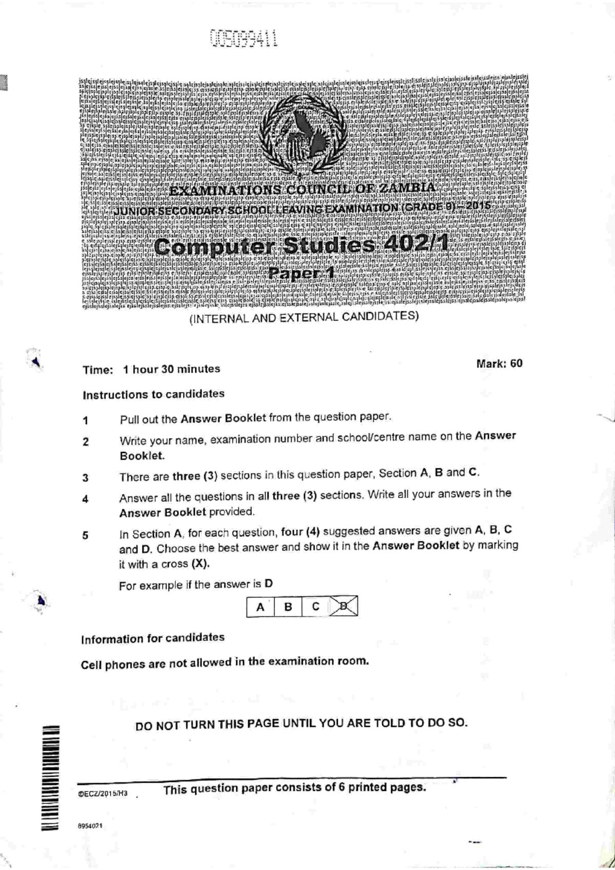 Computer studies paper 1 2015 - Studocu