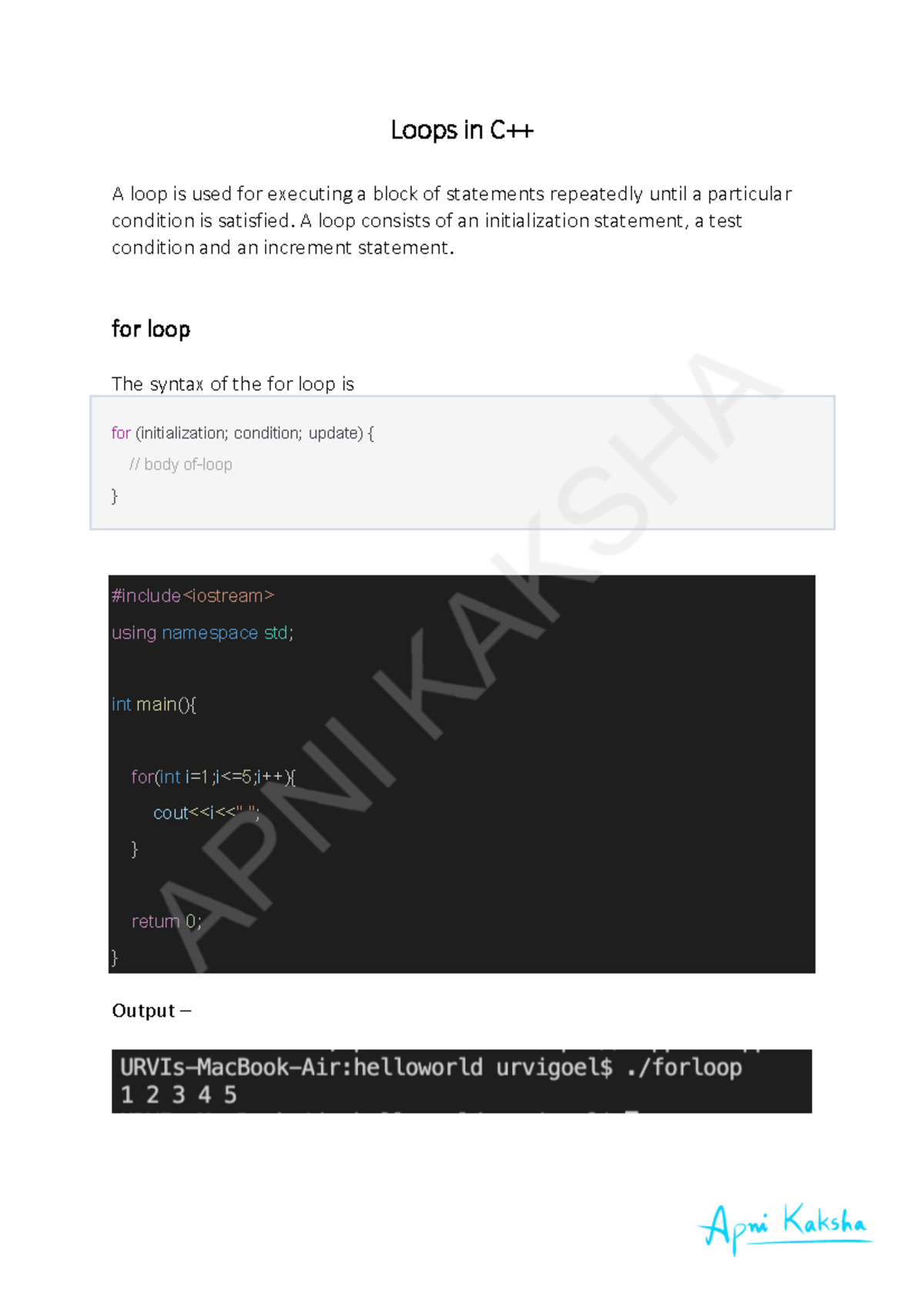 2.4 Loops - Loops in C++ A loop is used for executing a block of statements repeatedly until a ...