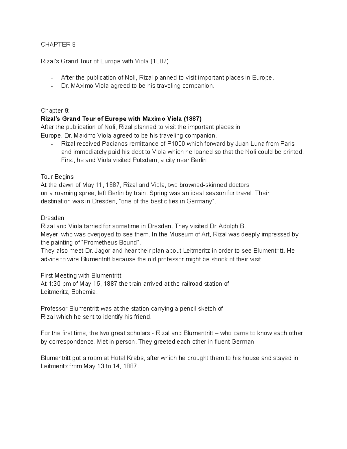 Rizal Notez - CHAPTER 9 Rizal’s Grand Tour of Europe with Viola (1887 ...