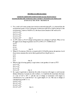Handout-chem f110-sem I - Chemistry Laboratory - BITS Pilani - Studocu