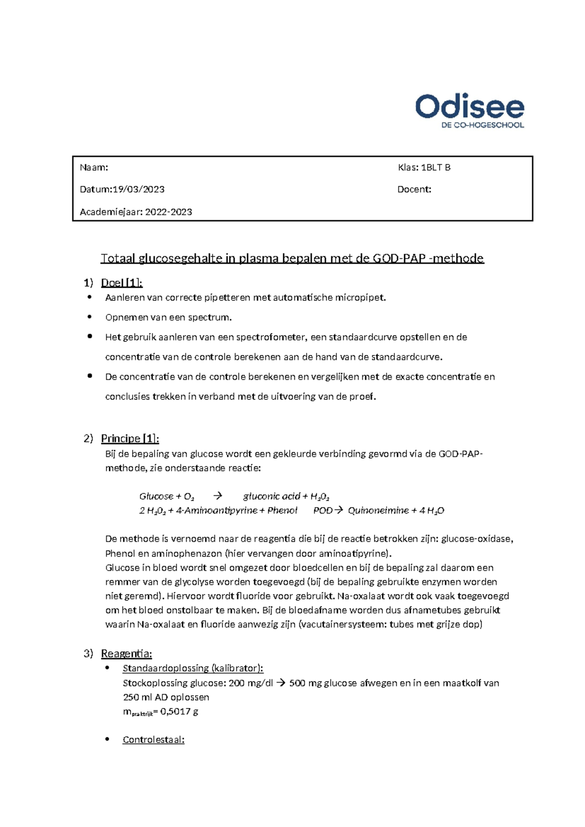 Totaal Glucosegehalte Plasma - Totaal glucosegehalte in plasma bepalen ...
