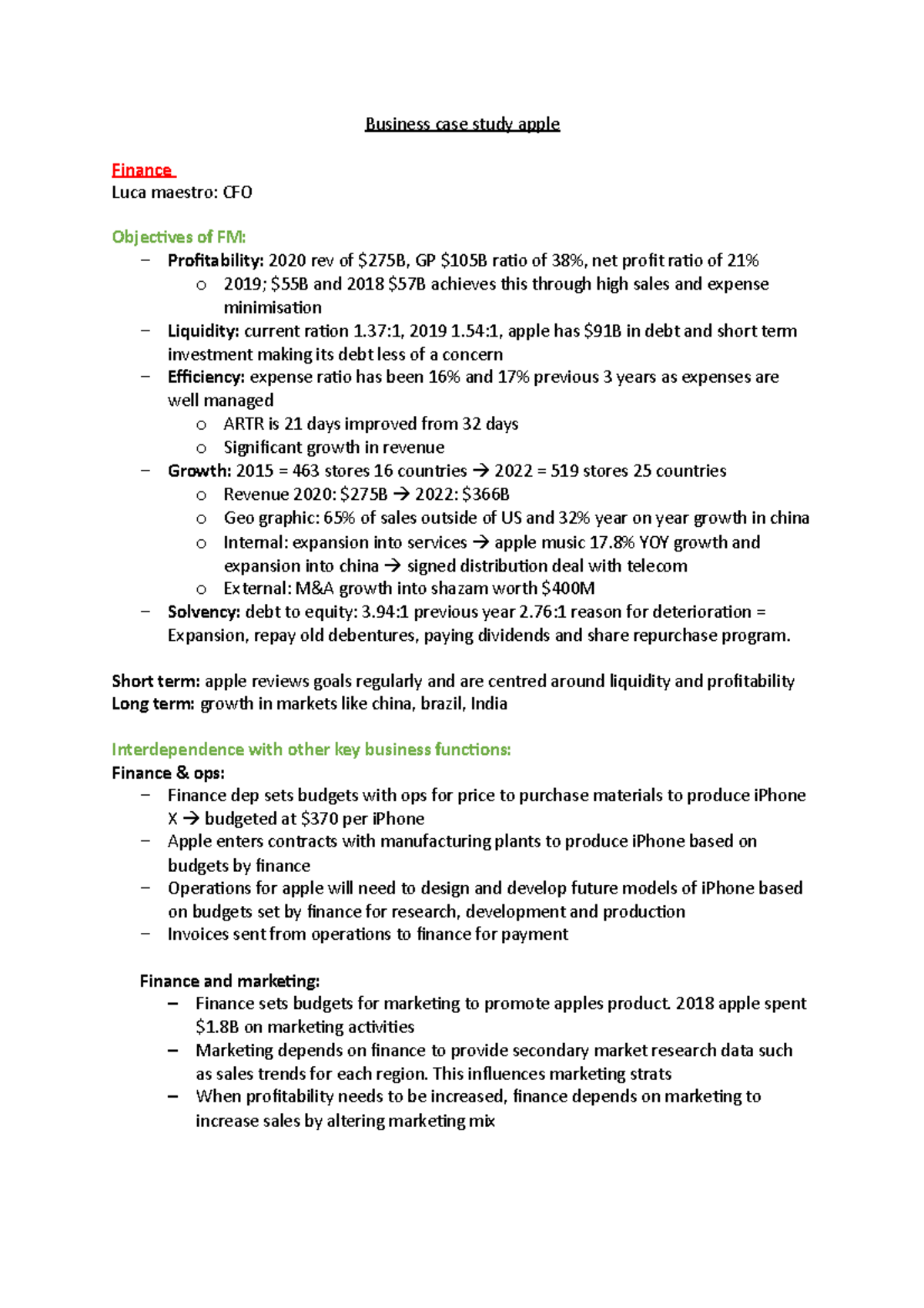 Case study apple - business notes year 12 - Business case study apple ...