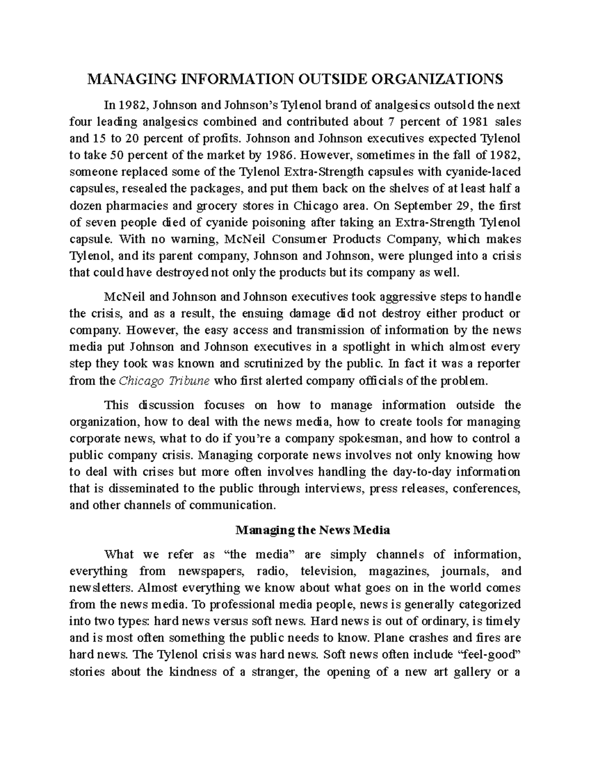 Managing Information Outside Organizations - MANAGING INFORMATION ...