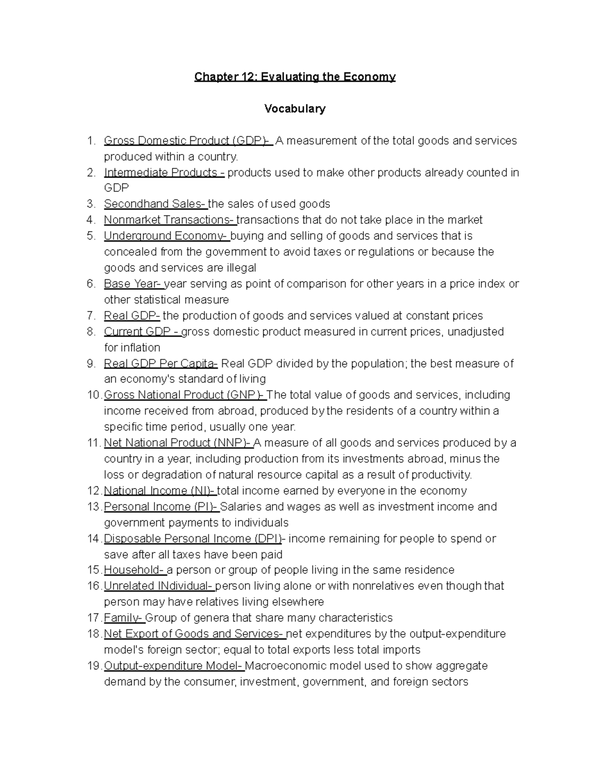 Copy of Copy of Chapter 12 Evaluating the Economy - Chapter 12 ...