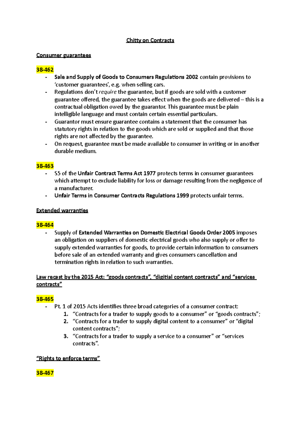 Chitty on Contracts - Chitty on Contracts Consumer guarantees 38-462 ...