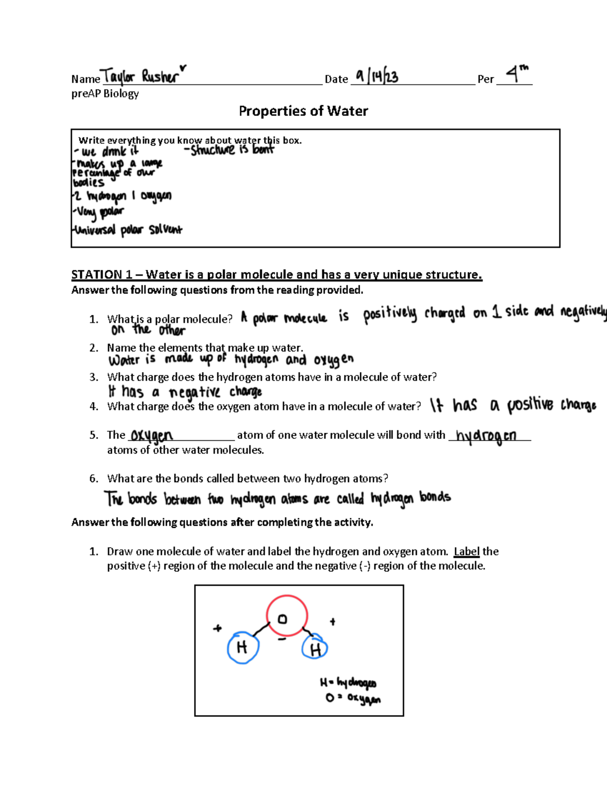 Water Rotation Lab - Name _____________________________________ Date