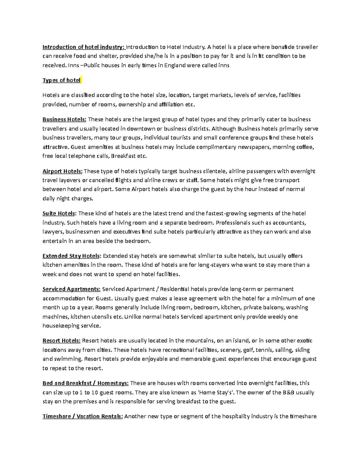 Open course - Introduction of hotel industry: Introduction to Hotel ...