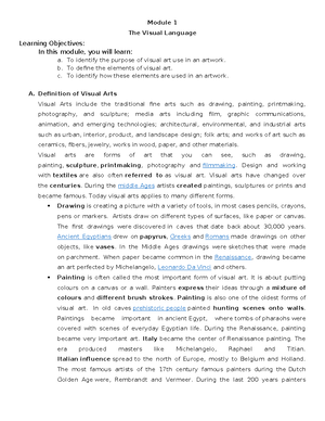 Module 2 - Arts - Module 2 Principles of Design Learning Objectives: In this module, you will ...