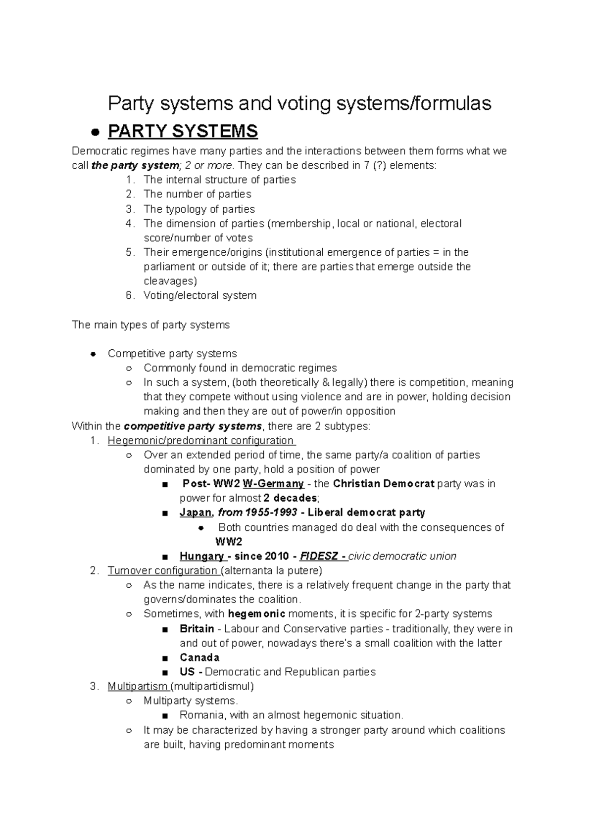 Introduction to Political Science - class before midterm - Party ...