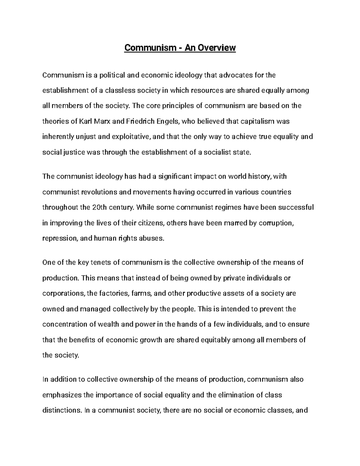 Communism - The core principles of communism are based on the theories ...