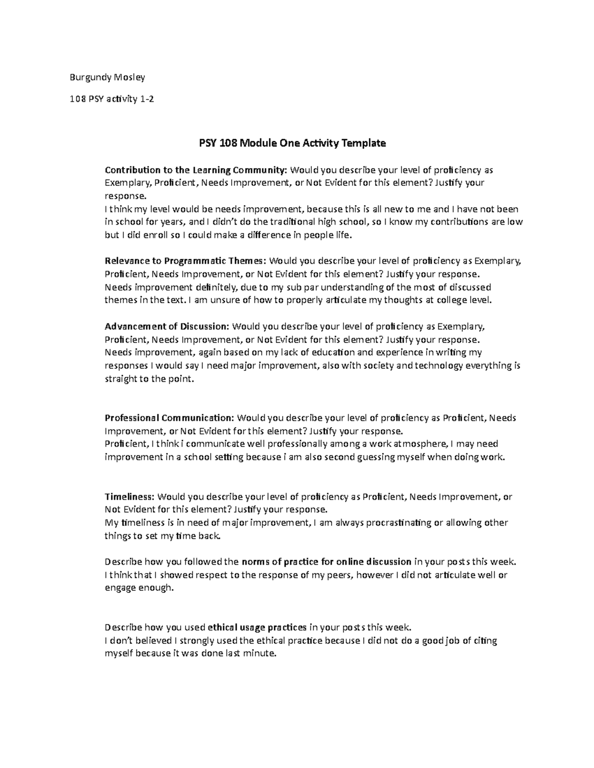 1-2 Activity - Grade: a - Burgundy Mosley 108 PSY activity 1- PSY 108 ...