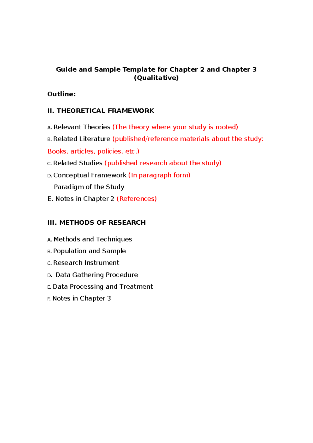 Guide and Sample Template for Chapter 2 and Chapte - THEORETICAL ...