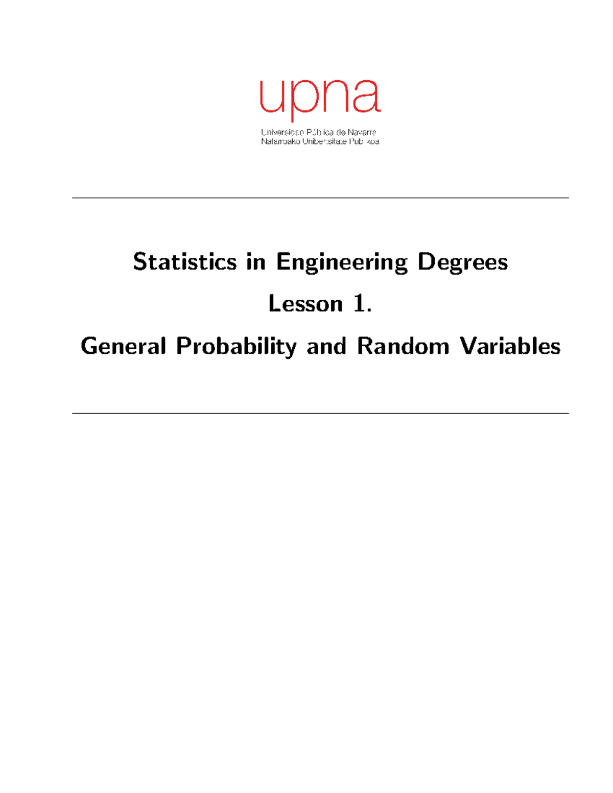 Lesson 1 Statistics - Tema 1 - Statistics in Engineering Degrees Lesson ...
