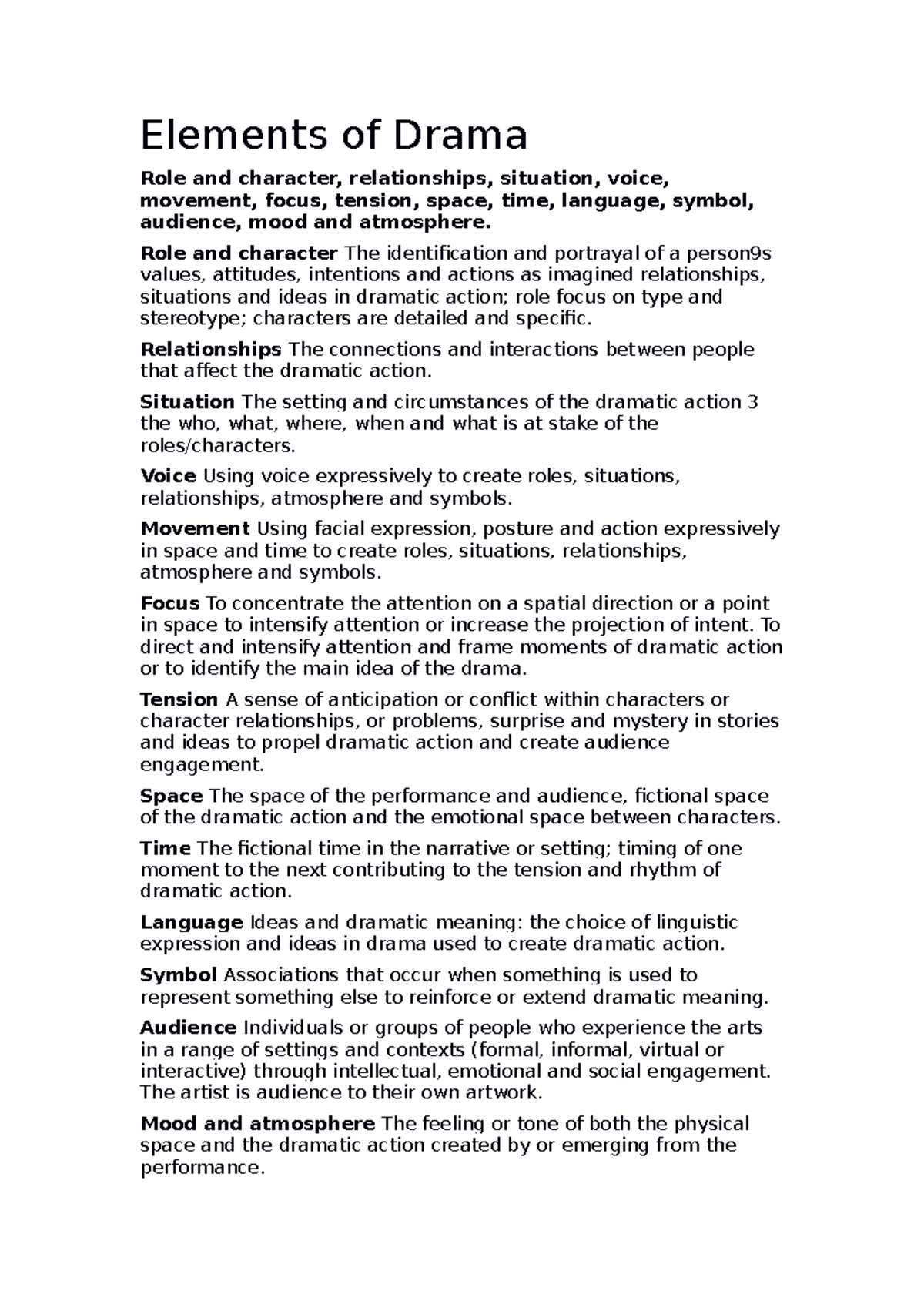 Elements-of-Drama - elements of drama - Elements of Drama Role and ...